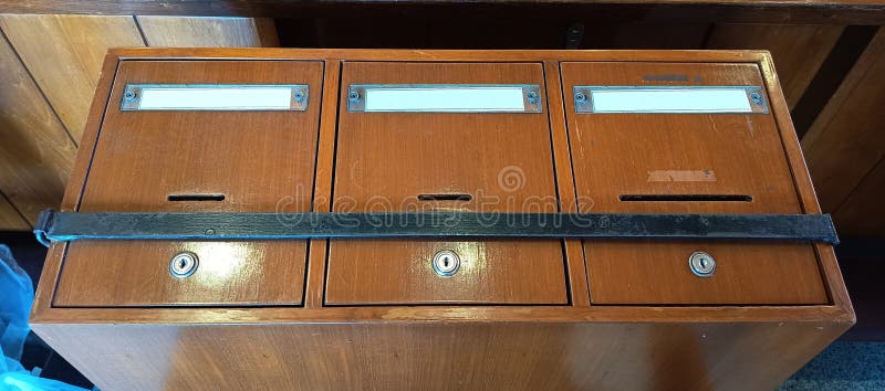 Vintage Wooden Mailboxes with Secure Locking System Stock Image - Image ...