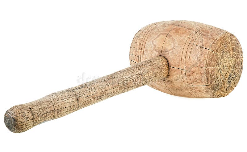 Vintage Wooden Mallet Isolated on White Background. Sledgehammer Stock ...