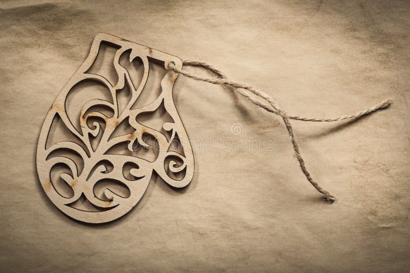 Vintage Wooden Mitten String on Paper Background Celebrations Co Stock ...
