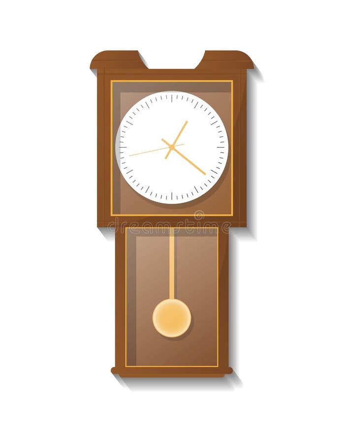 Vintage Wooden Pendulum Clock Icon Stock Vector - Illustration of timer ...