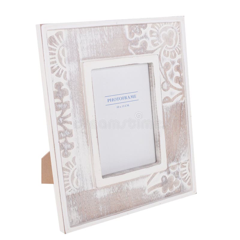 Vintage Wooden Photo Frame with Patterns. Side View Stock Image - Image ...
