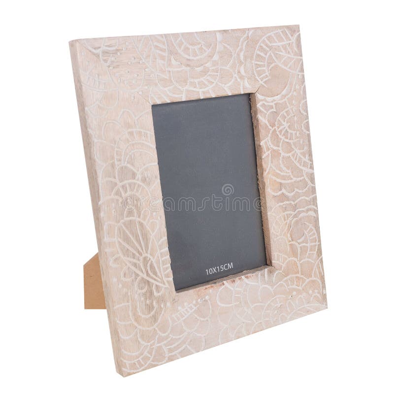 Vintage Wooden Photo Frame with Patterns. Side View Stock Image - Image ...