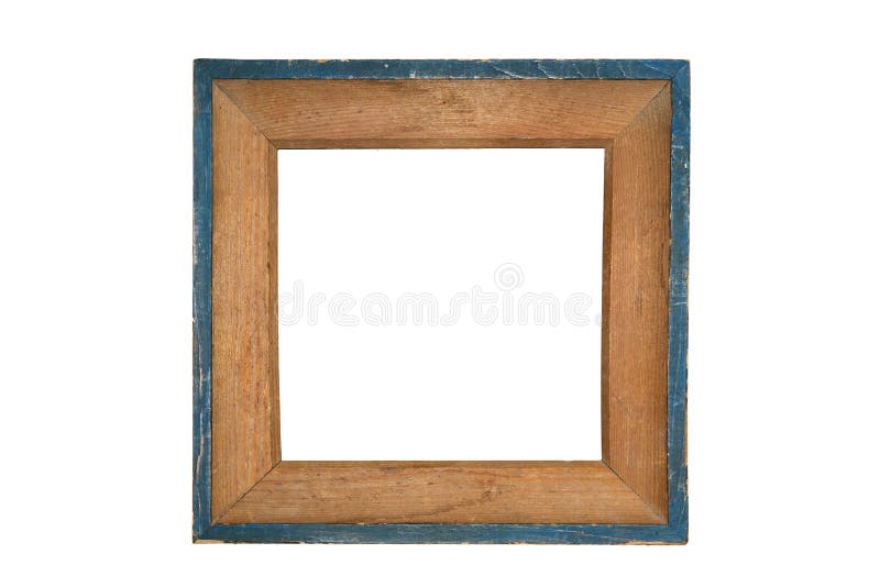 Vintage Wooden Picture Frame with Blue Edges Stock Image - Image of ...