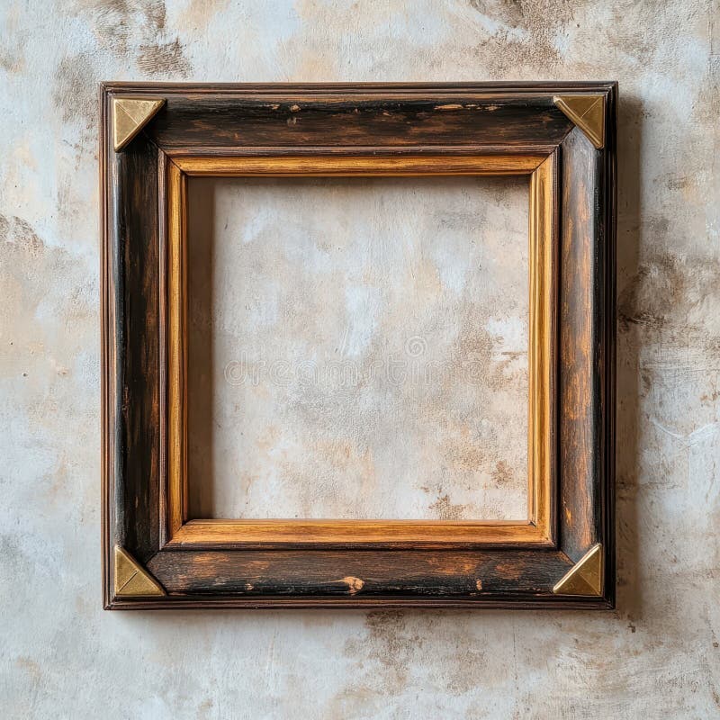 A Vintage Wooden Picture Frame with Decorative Corners, Empty and Ready ...
