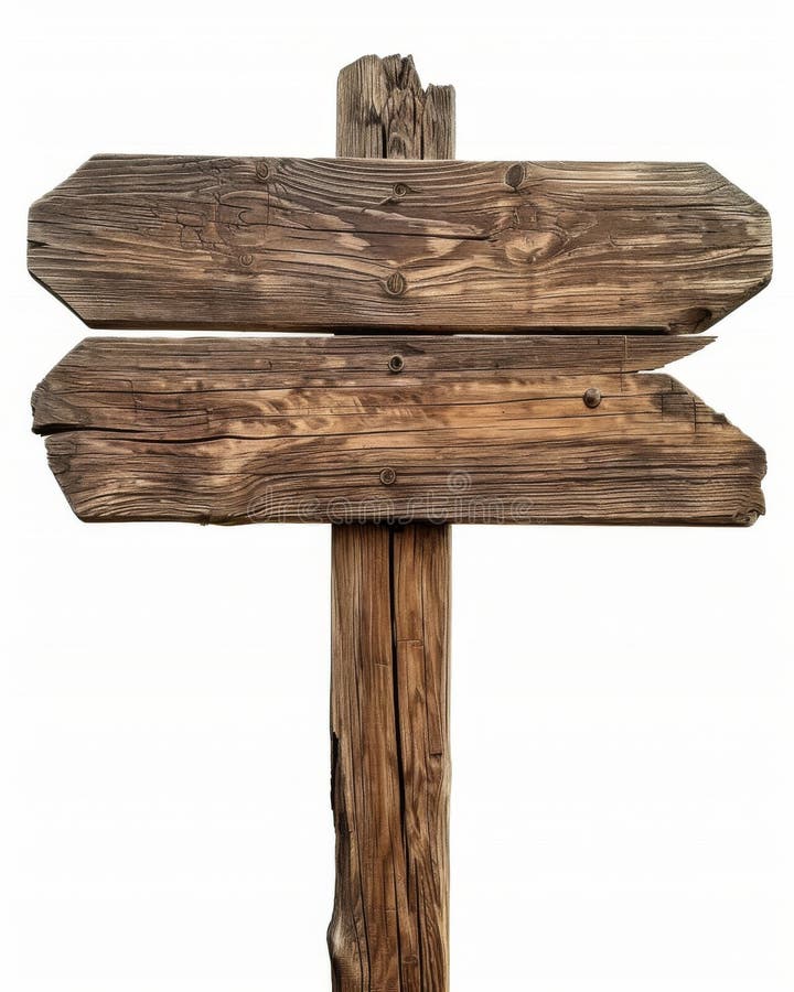 Vintage Wooden Sign on White Background Stock Photo - Image of nailed ...