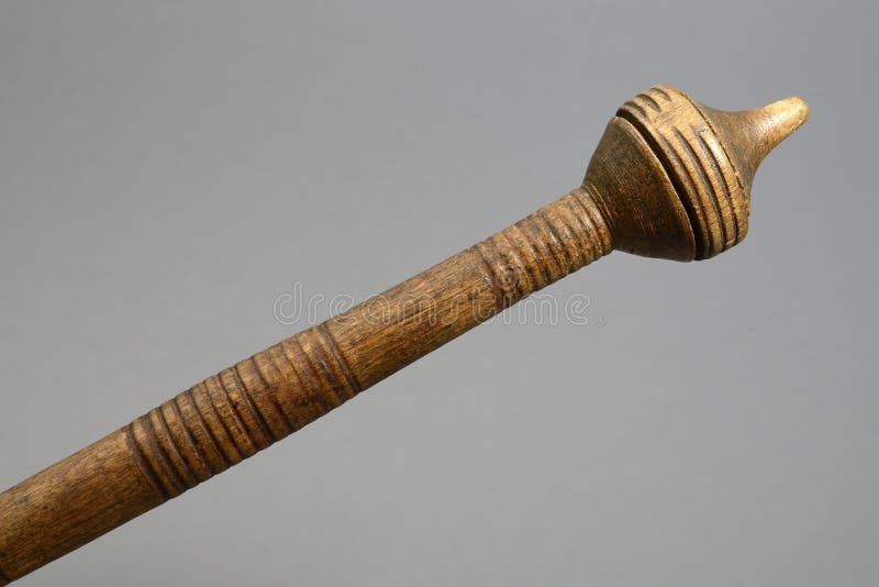 Vintage Wooden Spindle on Gray Background Stock Image - Image of ...