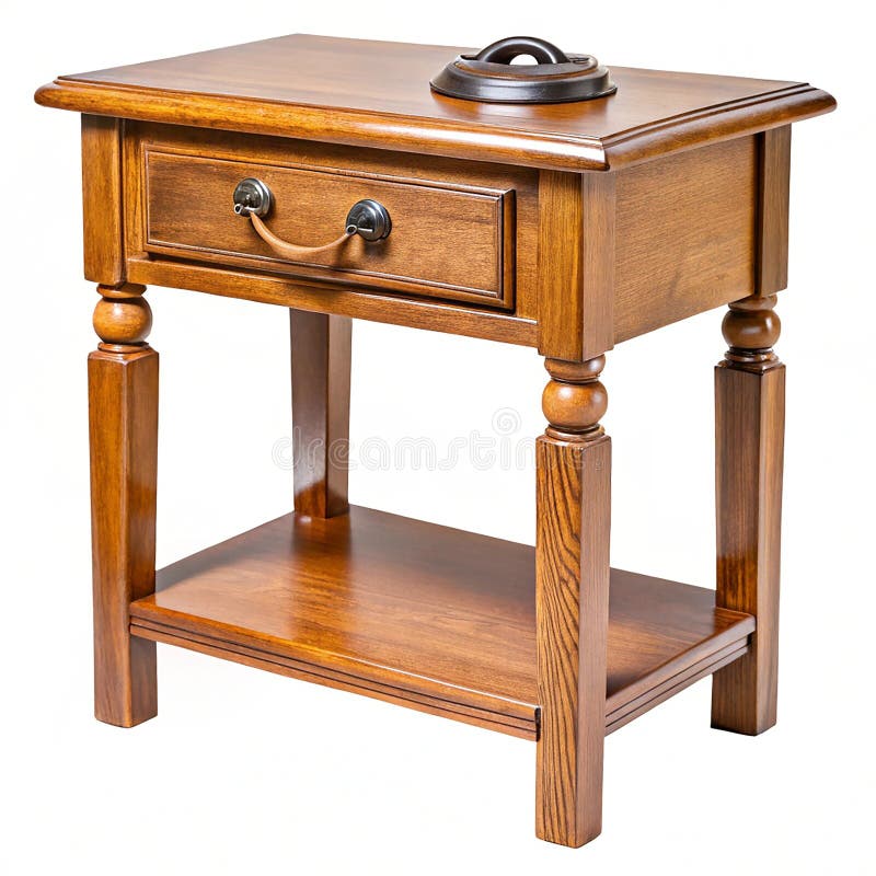 Vintage Wooden Telephone Table with Storage Drawer Stock Illustration ...