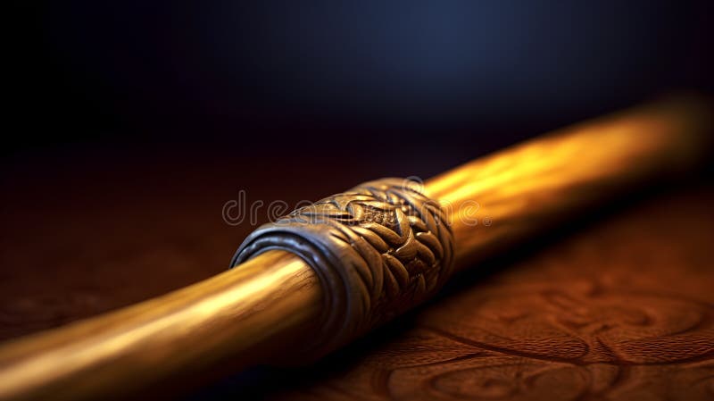 Vintage Wooden Walking Stick on Wooden Background Stock Illustration ...