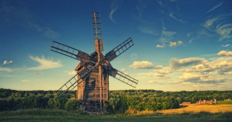 Vintage wooden windmill stock photo. Image of windmill - 35525324