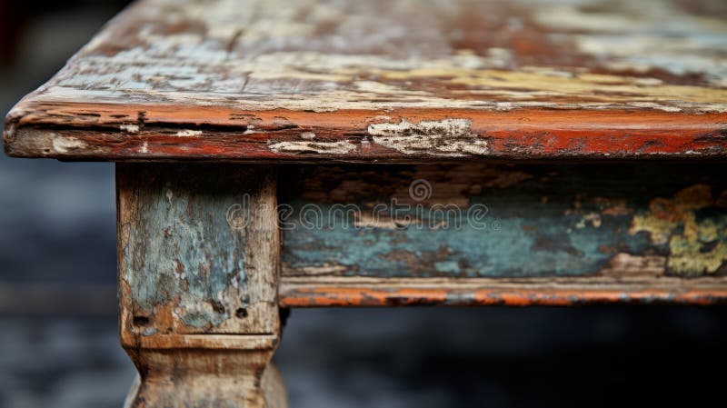 Vintage Wool Coffee Table with Rustic Charm and Peeling Paint Stock ...