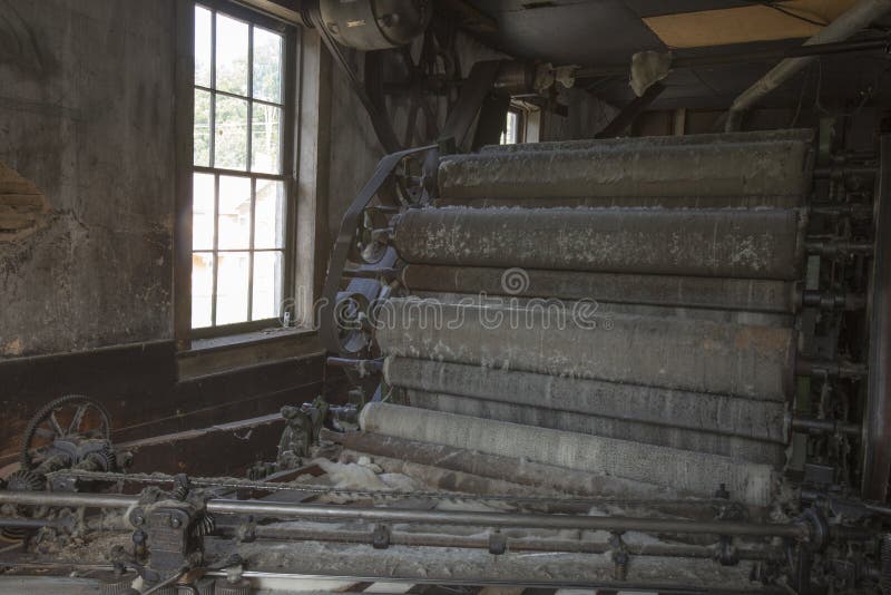 Vintage Wool Textile Machinery in Factory Stock Photo - Image of ...