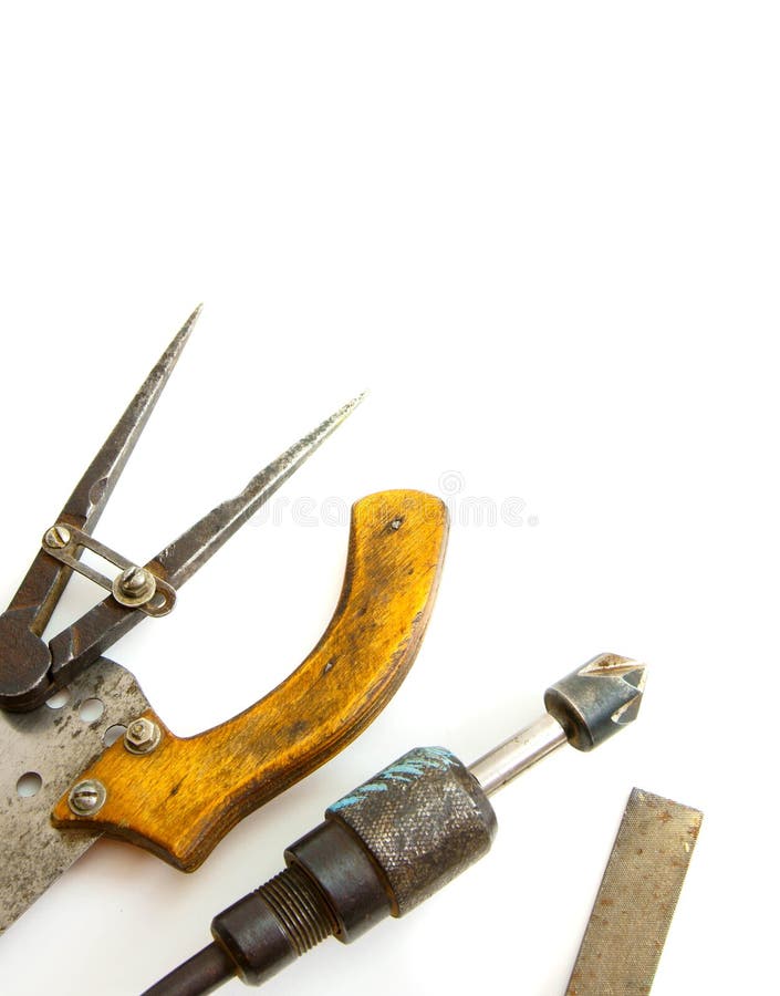 Vintage Working Tool on White Background Stock Photo - Image of build ...
