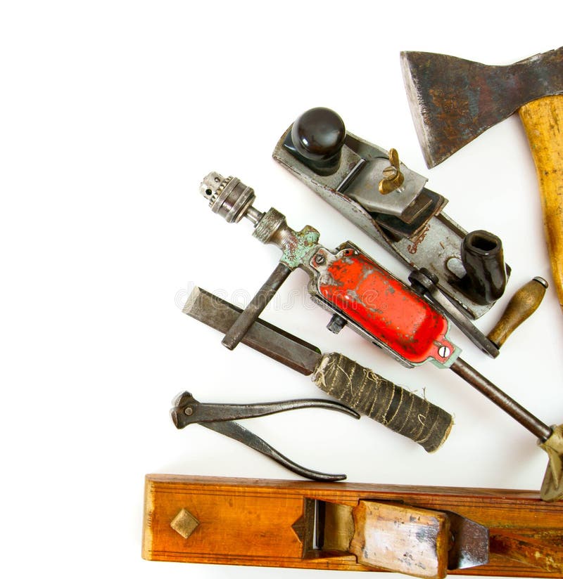 Vintage Working Tools ( Drill, Saw and Others) on Stock Photo - Image ...