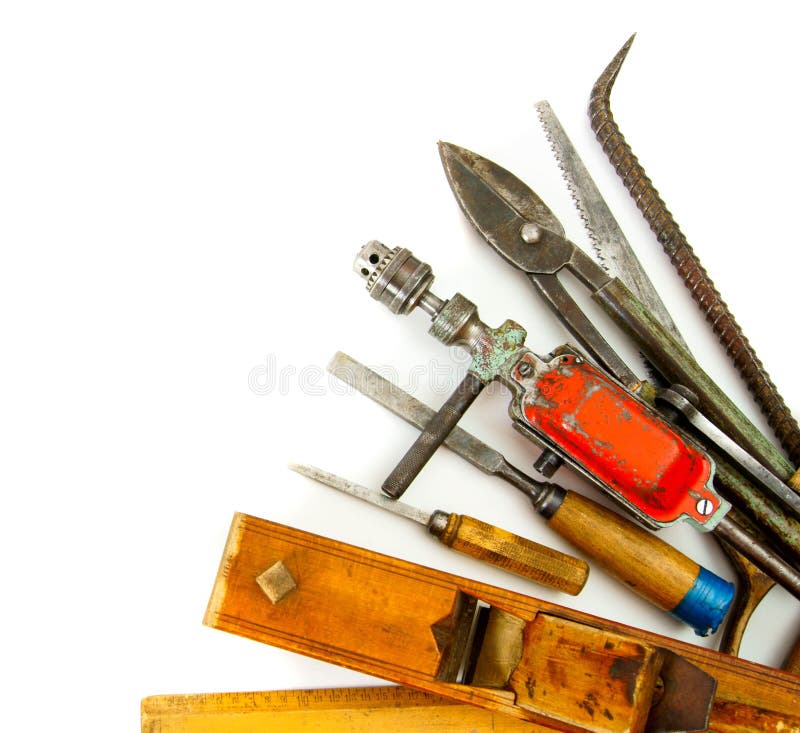 Vintage Working Tools ( Drill, Saw and Others) on Stock Photo - Image ...