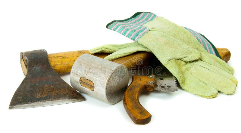 Vintage Working Tools on White Background Stock Image - Image of group ...