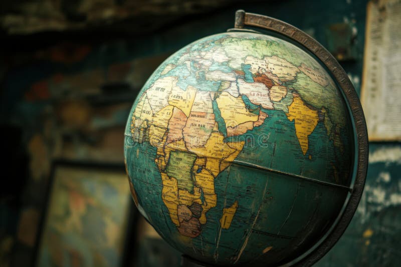 Vintage World Globe Display Stock Illustration - Illustration of ...