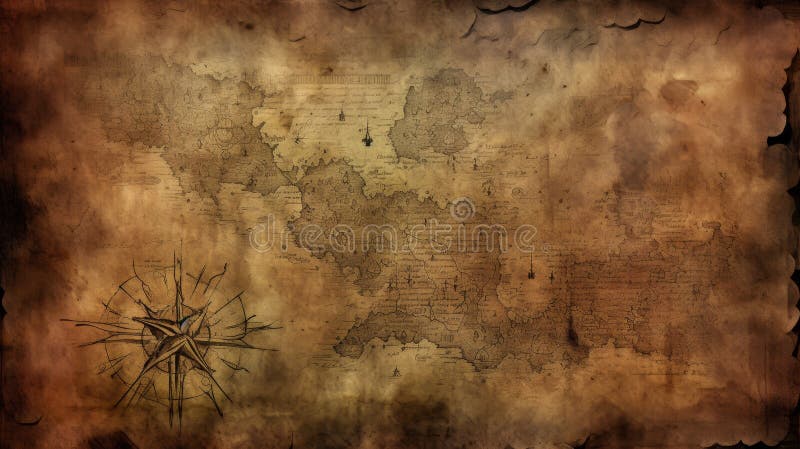 Vintage World Map on Aged Paper Textured Background Stock Illustration ...