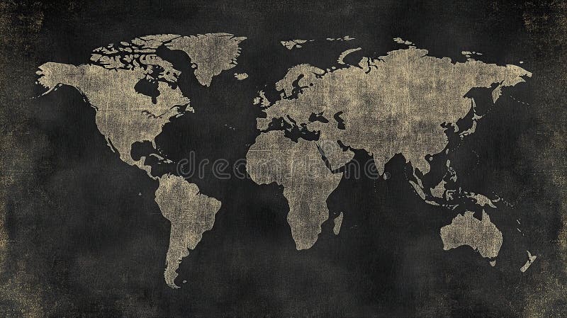 Vintage World Map, Grunge Texture, Dark Background, Travel Design Stock ...