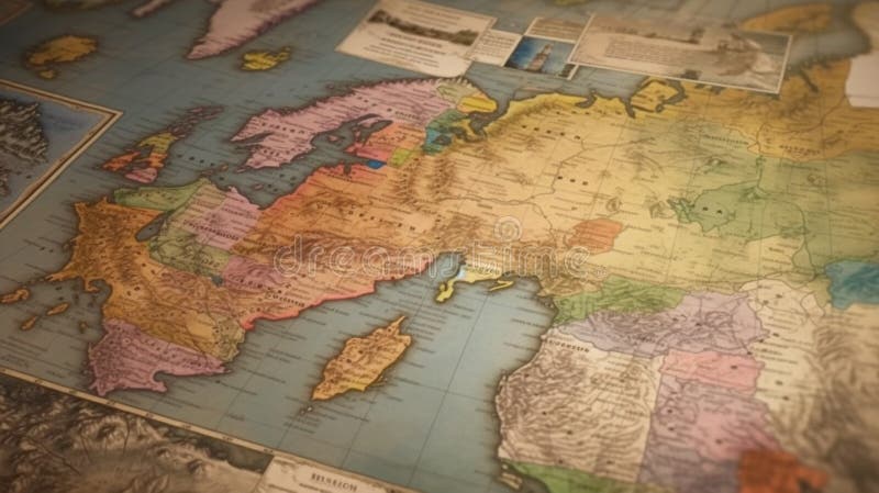 Vintage World Map on an Old Stained Parchment. Generative AI Stock ...