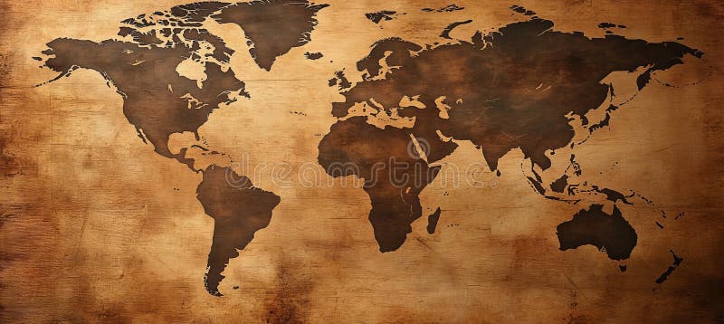 Vintage World Map Parchment with Aged Textures, Perfect for Historical ...