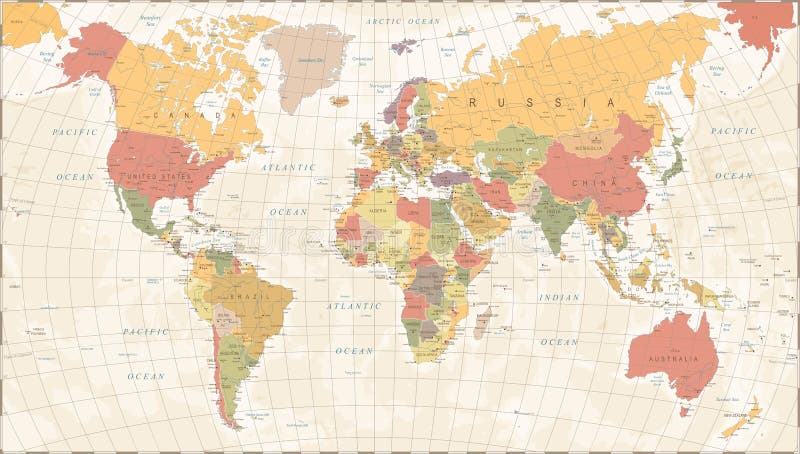 Vintage World Map - Vector Illustration Stock Illustration ...