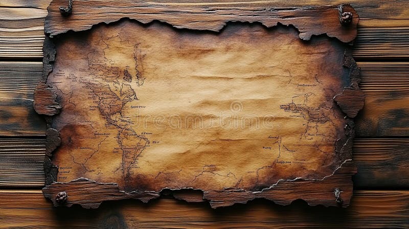 Vintage World Map on Weathered Wooden Plank Stock Illustration ...