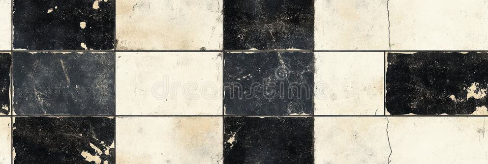 Vintage Worn Checkered Floor Tiling with Black and White Squares ...