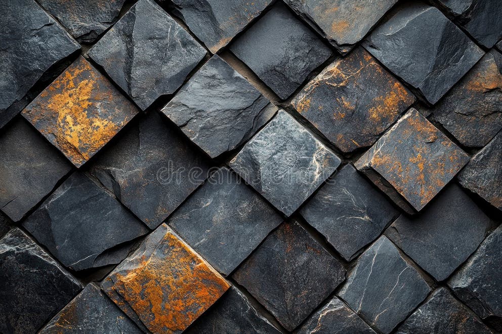 Vintage Worn Lozenge Diamond Stone Wall Texture Seamless Pattern Stock ...