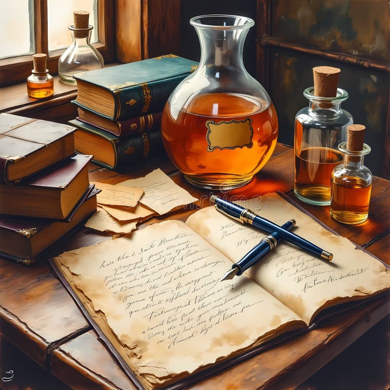 Vintage Writing and Reading Still Life Stock Illustration ...