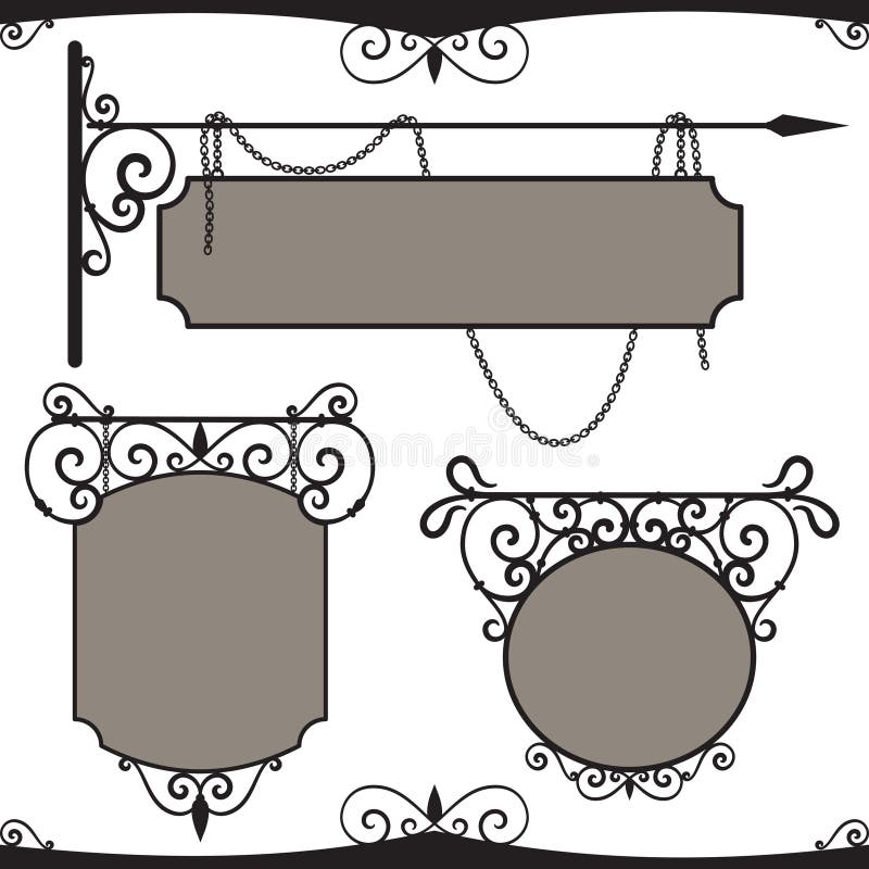 Wrought Iron Signs Vintage stock vector. Illustration of black - 24326102