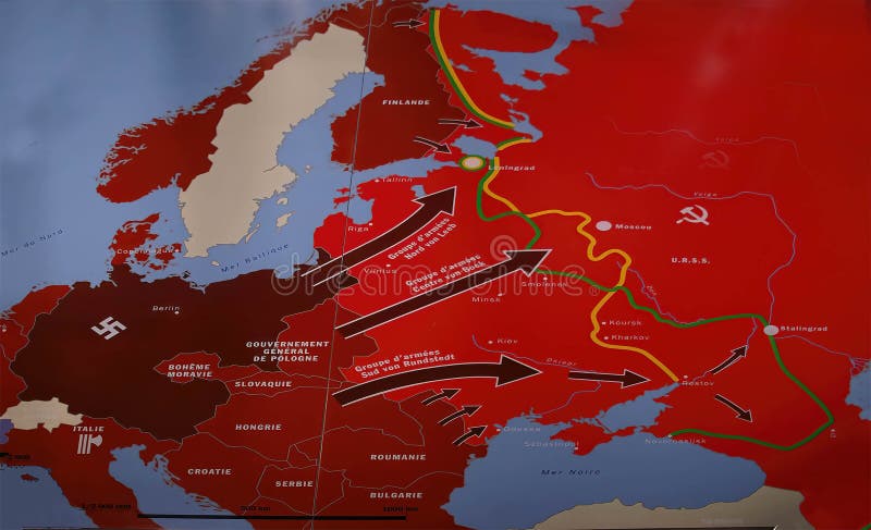 Vintage WWII Map of the German Invasion of USSR Stock Illustration ...