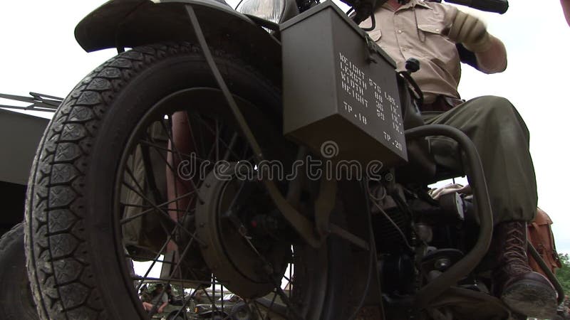 A Vintage WWII US Army Motorcycle Stock Footage - Video of engine ...