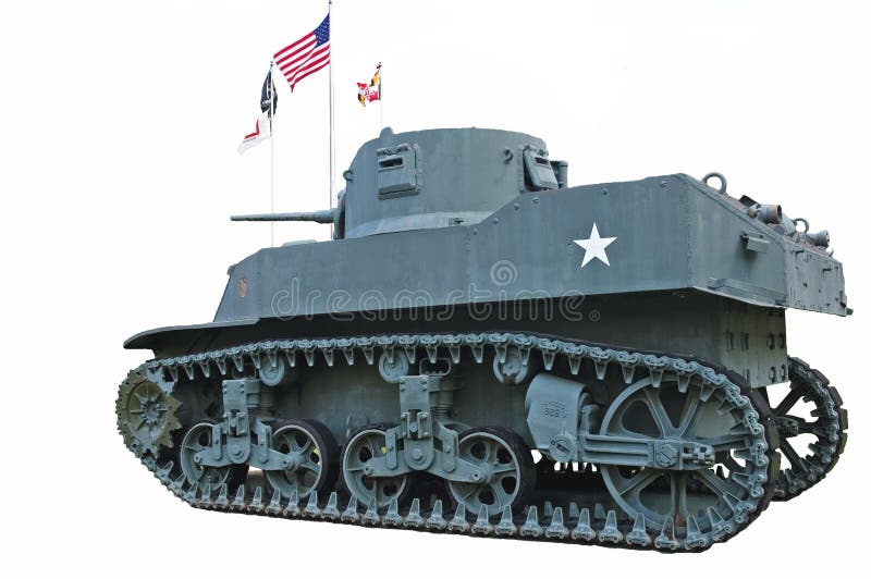 Vintage WWII US Army Tank Isolated Stock Photo - Image of armed, fight ...