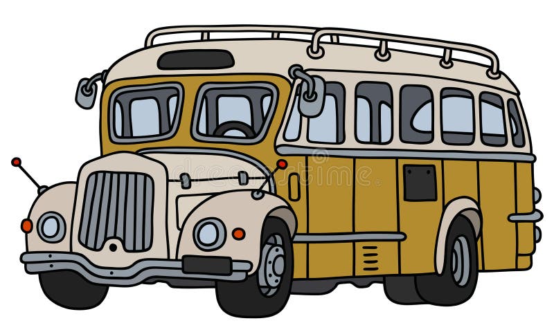 Hippie Vintage Bus, Retro Car, Hand-drawing. Red Cartoon Bus with ...