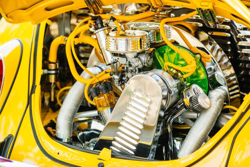 Vintage Yellow Car Old Engine Stock Photo - Image of power, race: 50559604