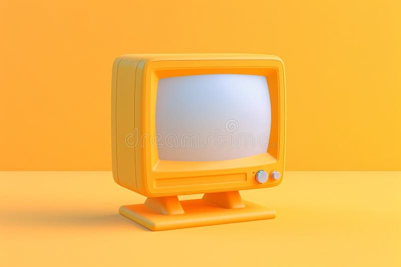 A Vintage Yellow Computer Monitor Sits on a Matching Yellow Surface ...