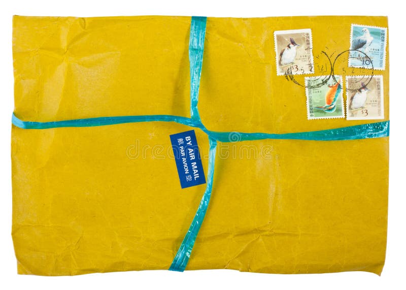 Vintage Yellow Envelope with Stamps Editorial Stock Image - Image of ...
