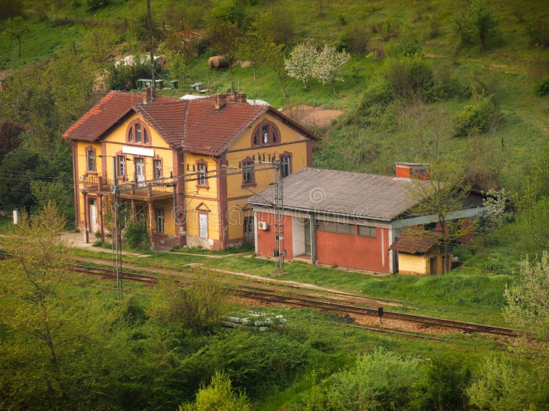 Vintage Yellow Train Station Stock Image - Image of railway, antique ...