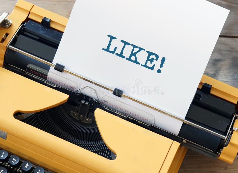 Vintage Yellow Typewriter with a LIKE Note Represents Classic Writing ...