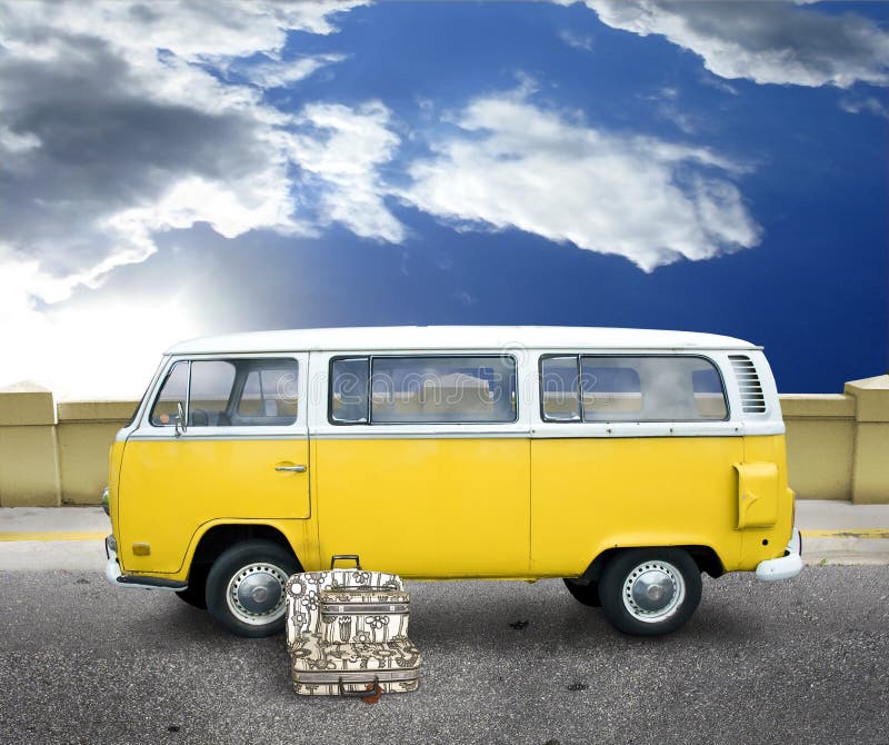 Vintage yellow van stock photo. Image of street, classic - 7897860