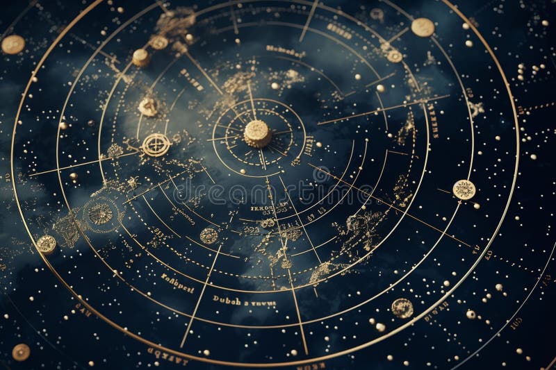 Vintageinspired Celestial Map Featuring Stock Illustration ...