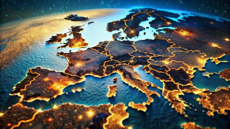 A VintageInspired Political Map of Europe at Night Unveiling Topography ... A VintageInspired Political Map of Europe at Night Unveiling Topography ...