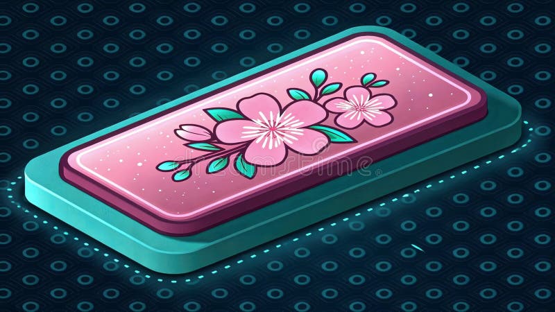 A Vintagestyle Rectangular Button Glowing in an Eyecatching Cherry ...