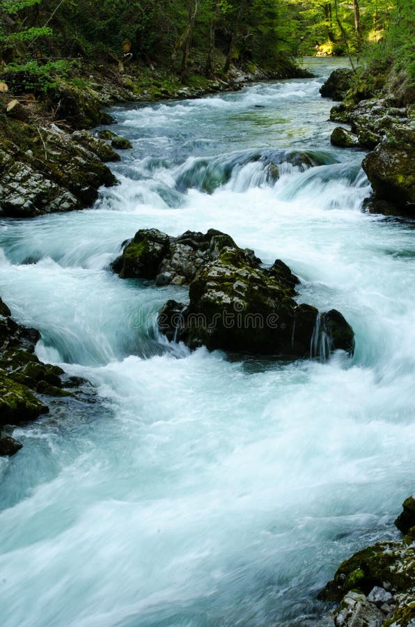 Vintgar Gorge Mini Waterfalls Stock Photo - Image of waterfall, flowing ...