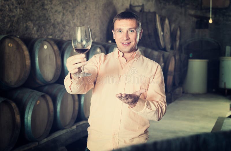 Vintner with Clusters of Grape Outdoors Stock Image - Image of ...