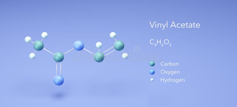 Vinyl Acetate. Molecular Model, 3d Rendering, Structural Chemical ...