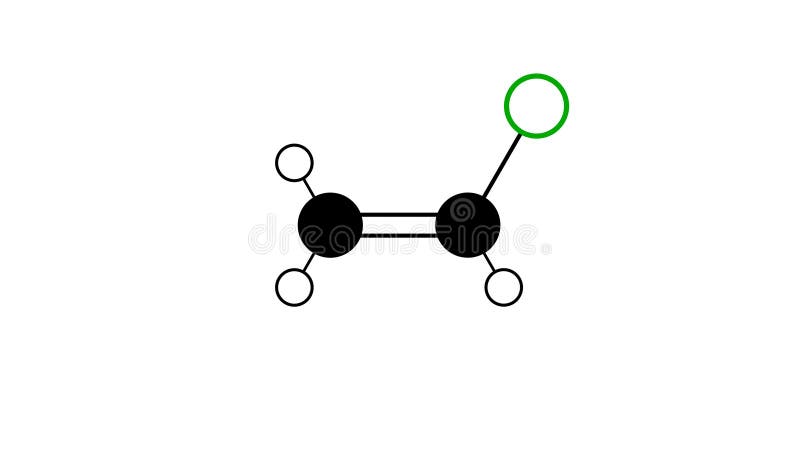 Vinyl Chloride Molecule, Structural Chemical Formula, Ball-and-stick ...