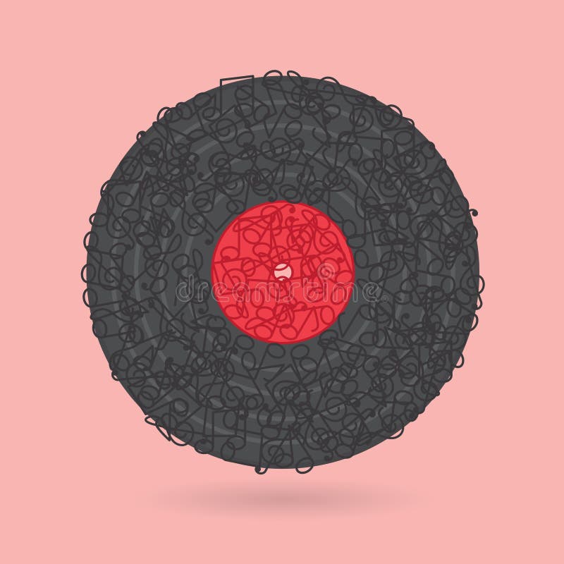 Vinyl Disc Made with Music Notes Stock Vector - Illustration of music ...