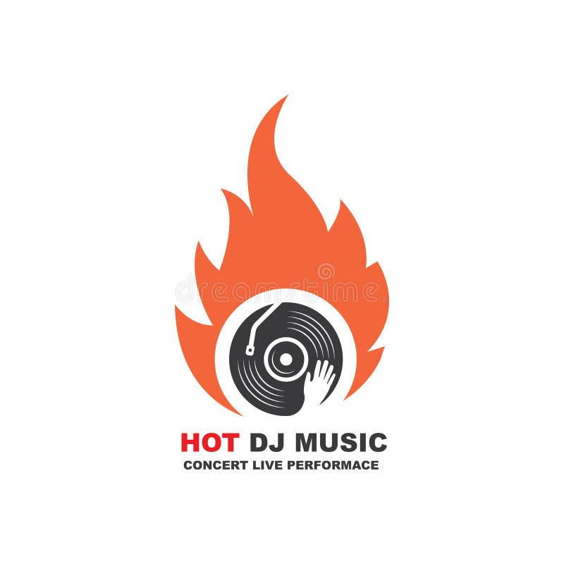 Vinyl Disc Music Dj Hot Fire Concept Vector Icon Illustration Design ...