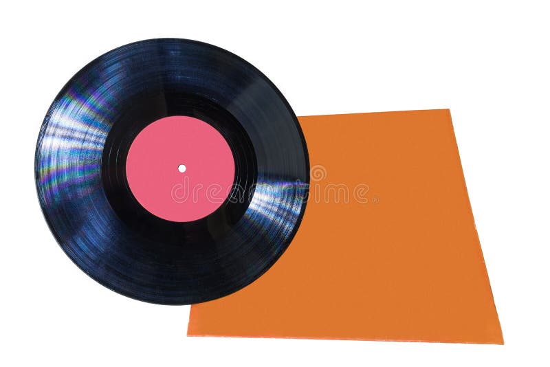 Vinyl Disc with Red Label and Orange Cover Stock Image - Image of disco ...
